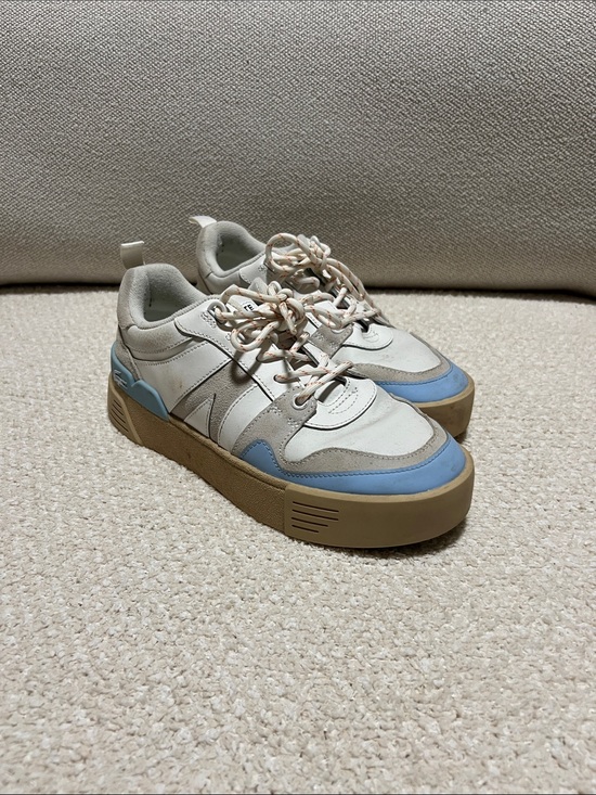 Lacoste | Shoes | Lacoste Womens Platform Sneakers In Cream Light Blue ...